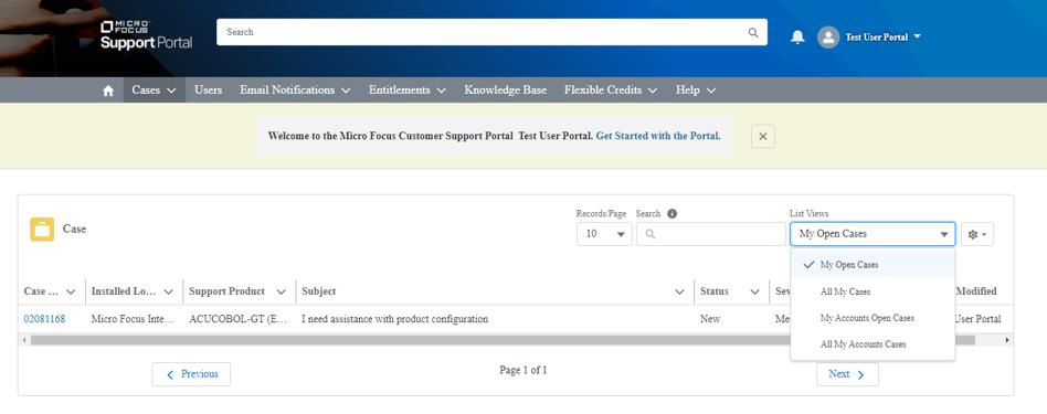 New features added to the Case Views screen on the Customer portal