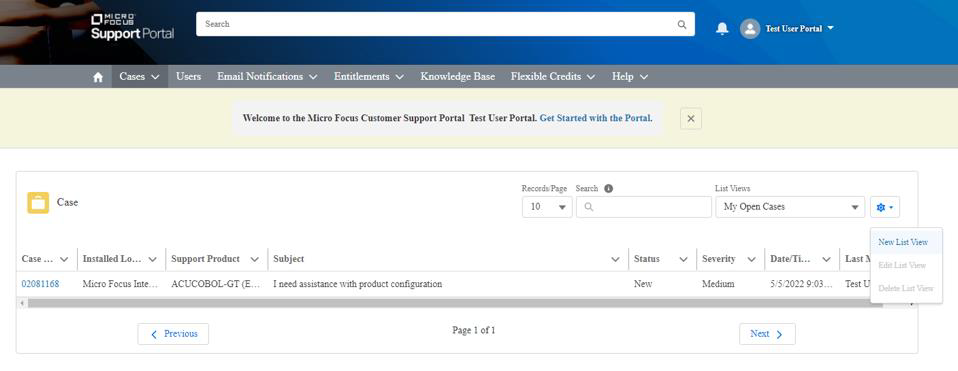 New features added to the Case Views screen on the Customer portal