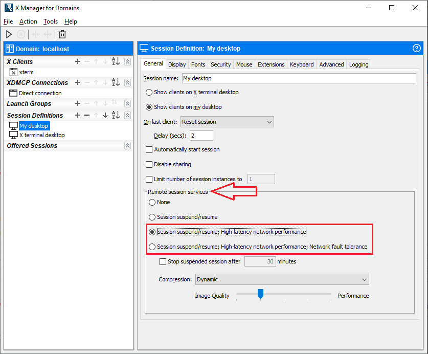 Using X Manager and X Manager for Domains over network connections with ...