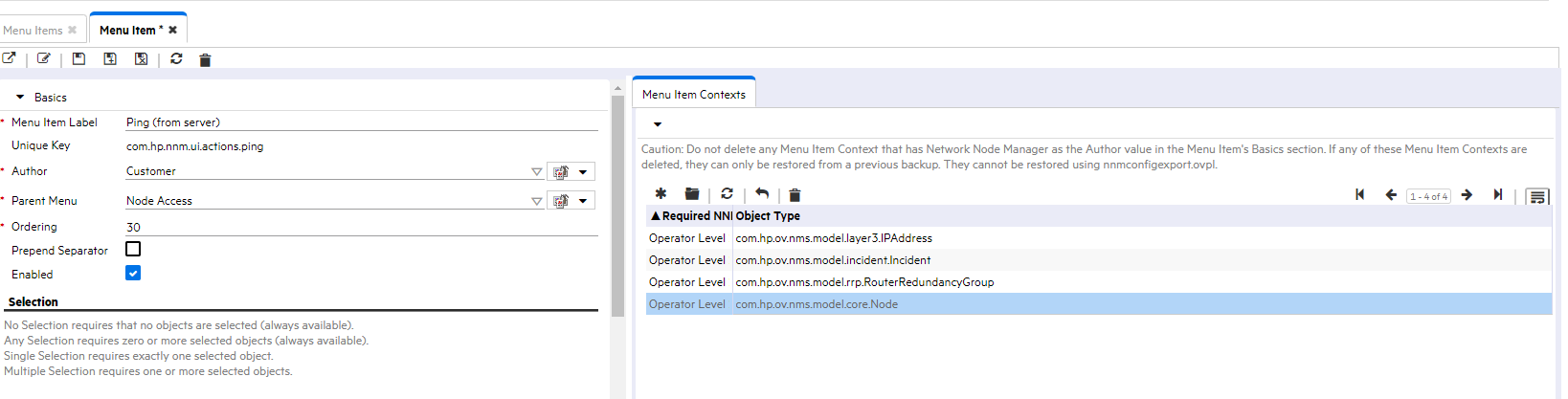 Unable to ping nodes from Network Node Manager i web console by using ...