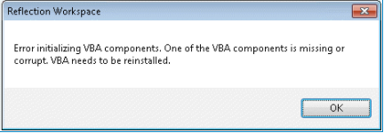 "Error initializing VBA components" when running a macro in Reflection Desktop