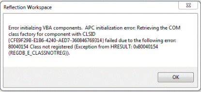"Error initializing VBA components" when running a macro in Reflection Desktop