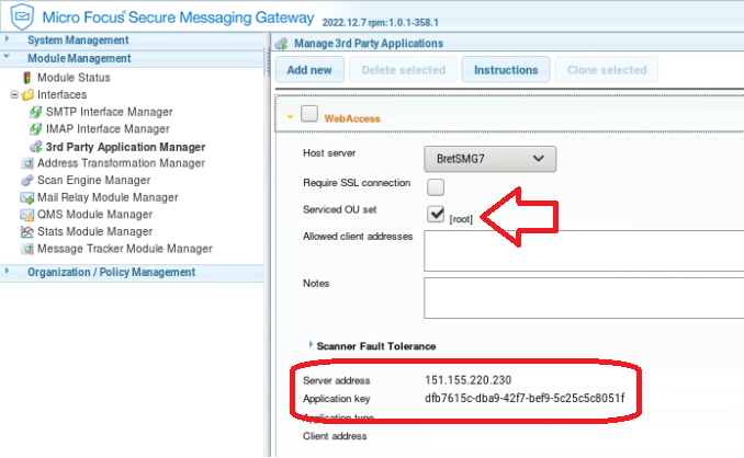 How to link Webaccess 18.2 and Secure Messaging Gateway 7 ( wasp )
