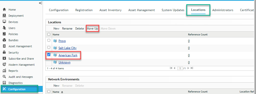 Unable to sort Locations in ZCC