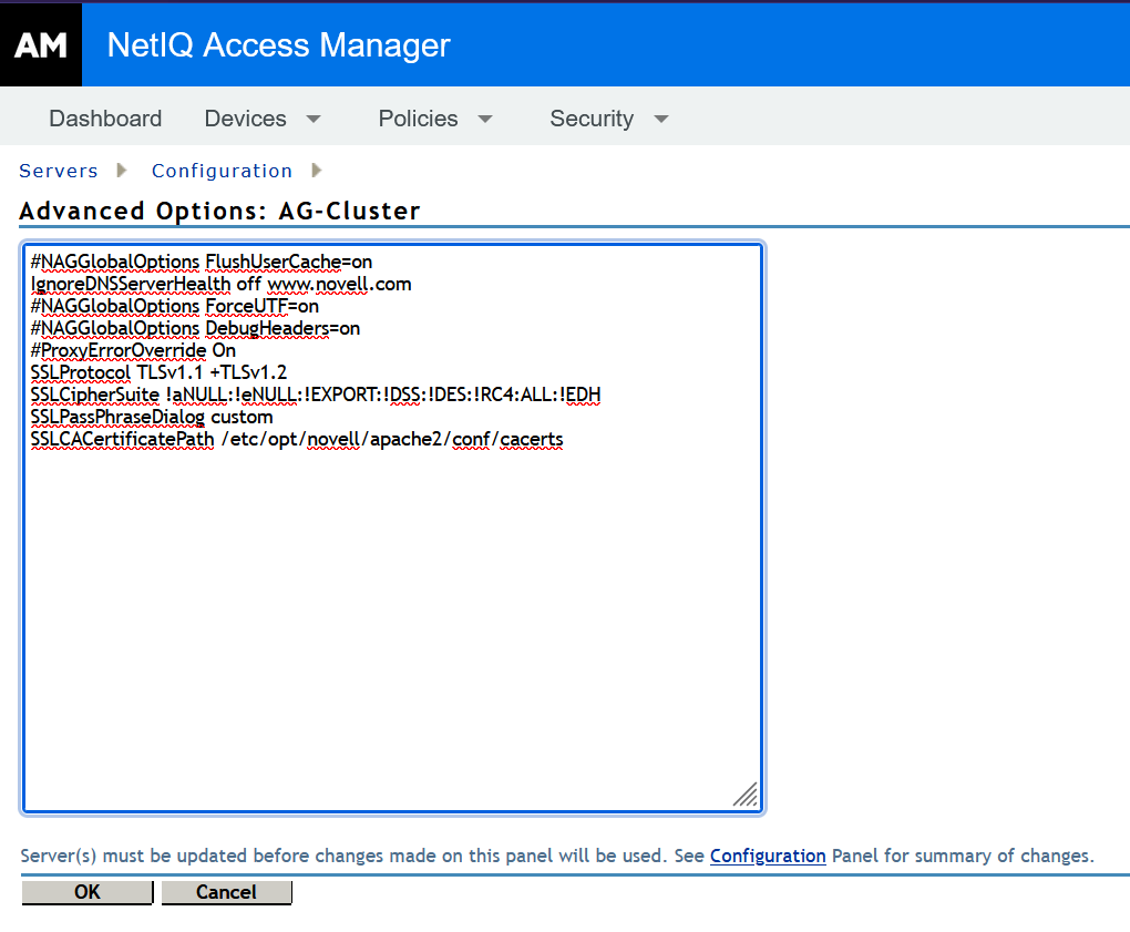 After upgrading the NAM Access Gateway to version 5.0.3 browser clients fail to connect due to ...