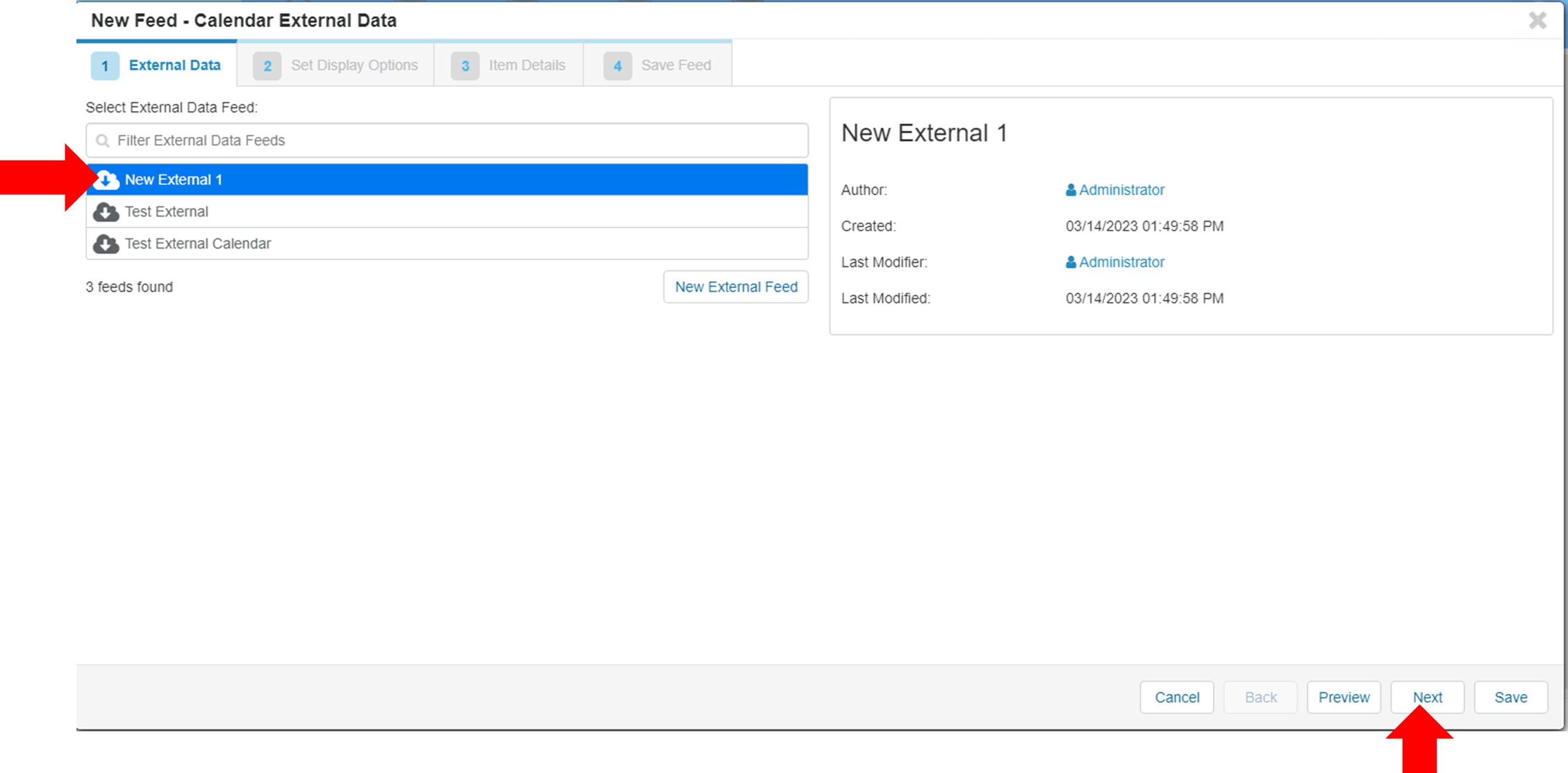 SBM: How to use External Data Feed for Calendar