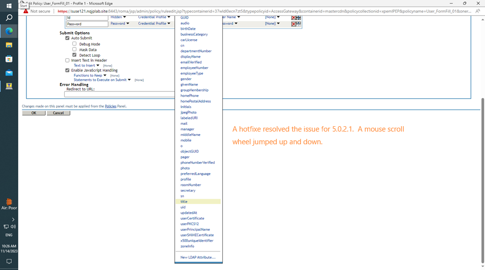 AC 5.0.2 hide a dropdown menu