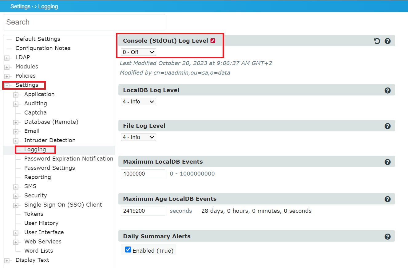Extraneous sspr messages logged in catalina.out
