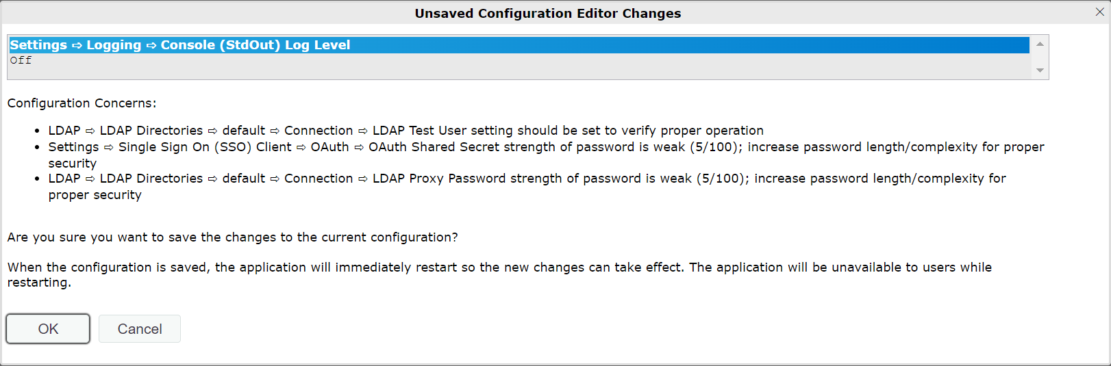 Extraneous sspr messages logged in catalina.out