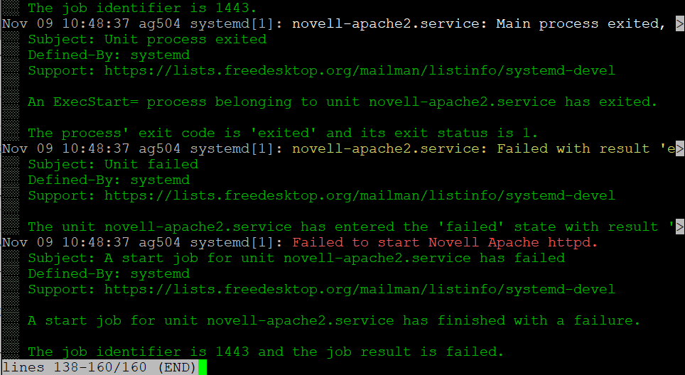 NAM Apache Failing to Start