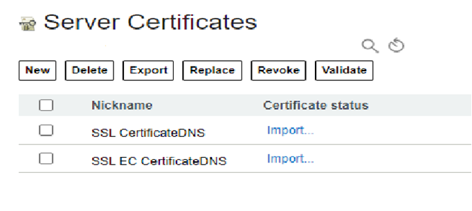 Default eDirectory Certificates change to import state
