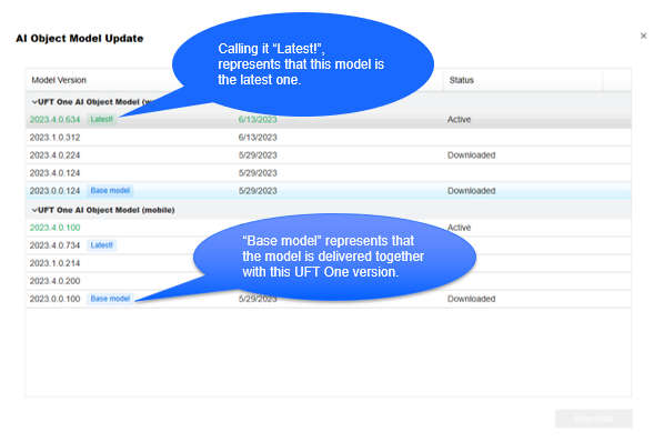 UFT One AI Model Update V2 23.4