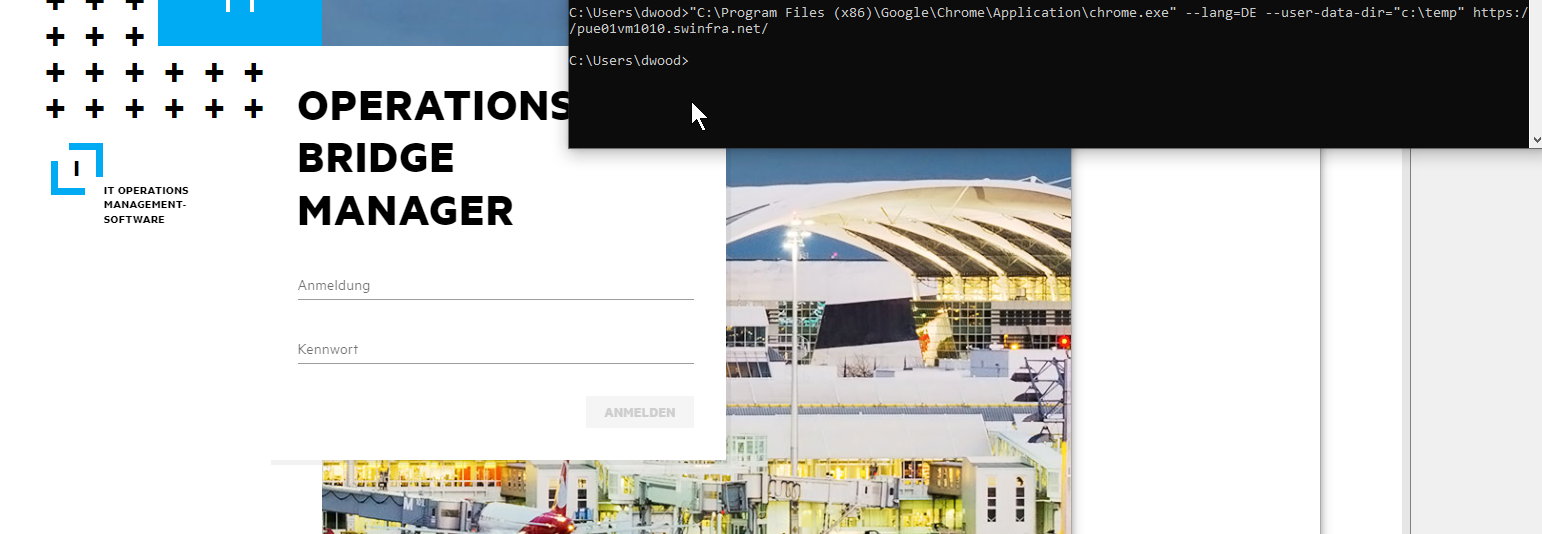 Starting OBM browser with different languages