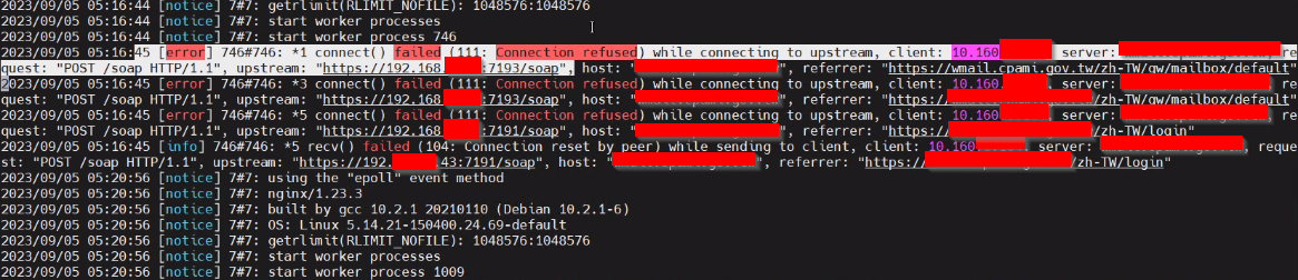 Soap connection rejection appear on error log