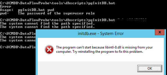 Probe database cannot start because libintl-8.dll is missing