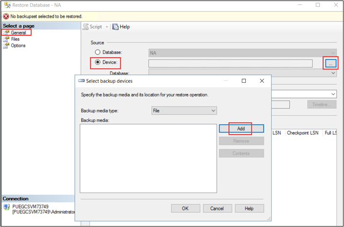 How to restore the Network Automation database when product is using MS ...