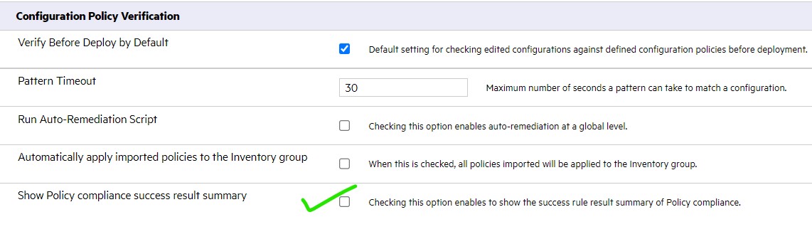 NA not showing the success rule result summary of Policy compliance.