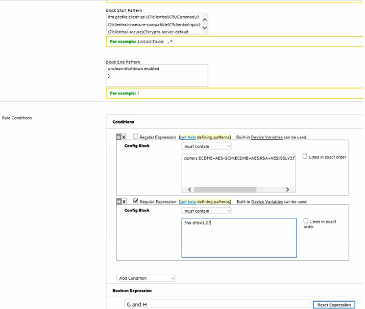 NA Compliance policies rule creation steps under Block Start Pattern ...