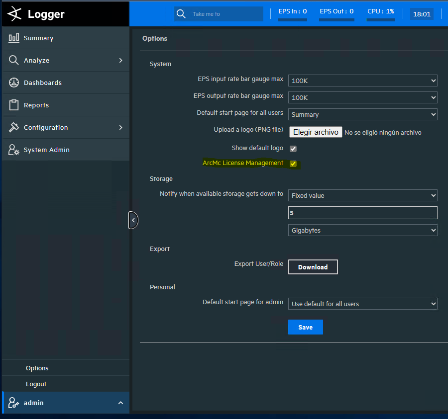 Steps for installing the license keys for using ArcMC with Logger to see EPS based Usage