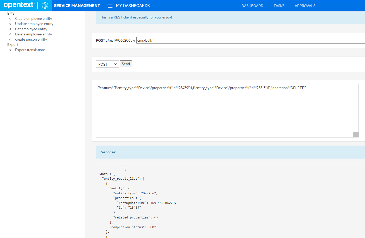 How to delete multiple records in SMAX using API