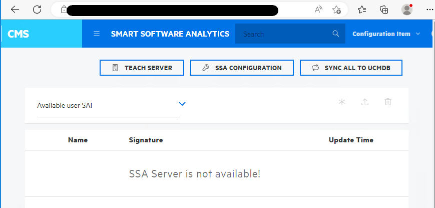 How To Resolve the Message : The SSA server is not available in CMS UI