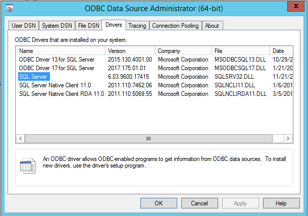 ODBC Driver Manager - The driver doesn't support the version of ODBC ...