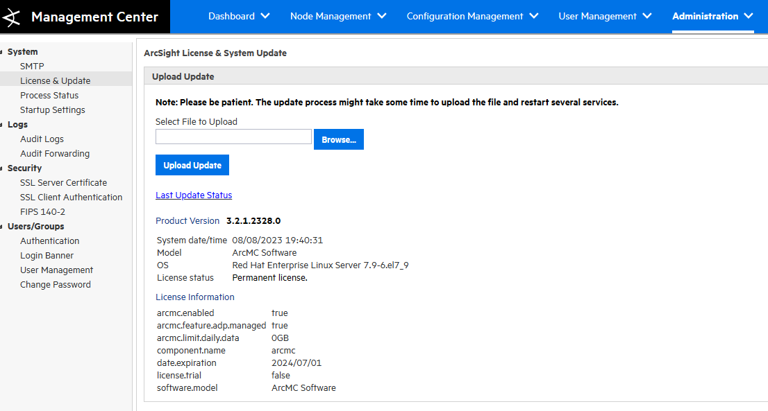 Steps for installing the license keys for using ArcMC with Logger to see EPS based Usage