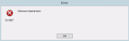 Unable to perform any backup, Error 12:1007 Unknown internal error
