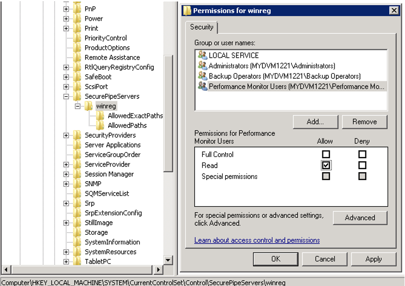 When configuring Controller to monitor Windows Resource on the target machine, it fails with the ...