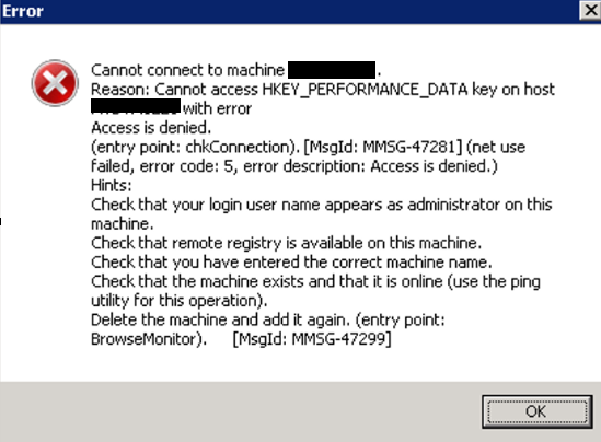 When configuring Controller to monitor Windows Resource on the target ...