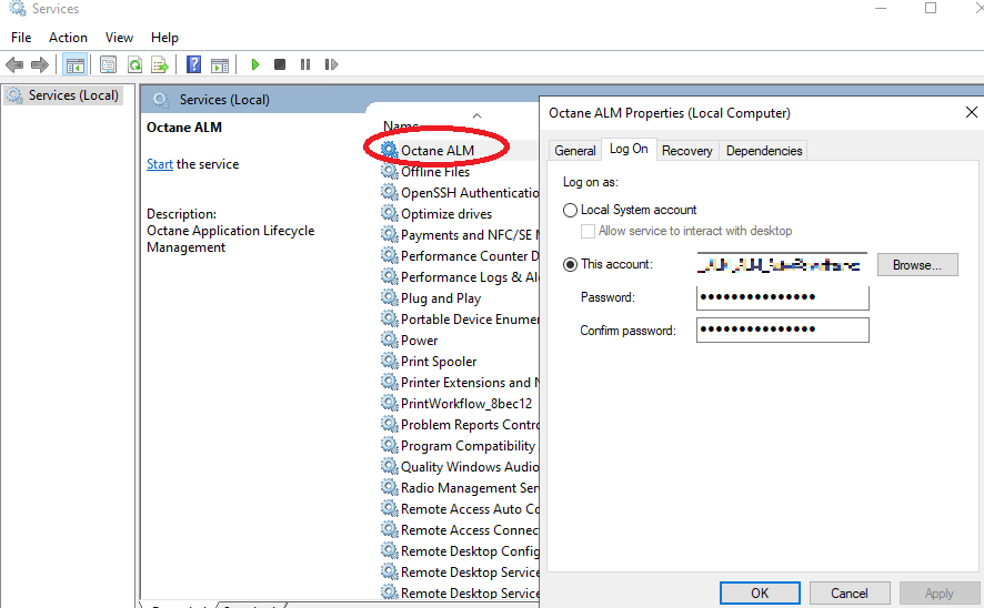 How to move from SQL authentication to Windows authentication when using MSSQL DB in Octane