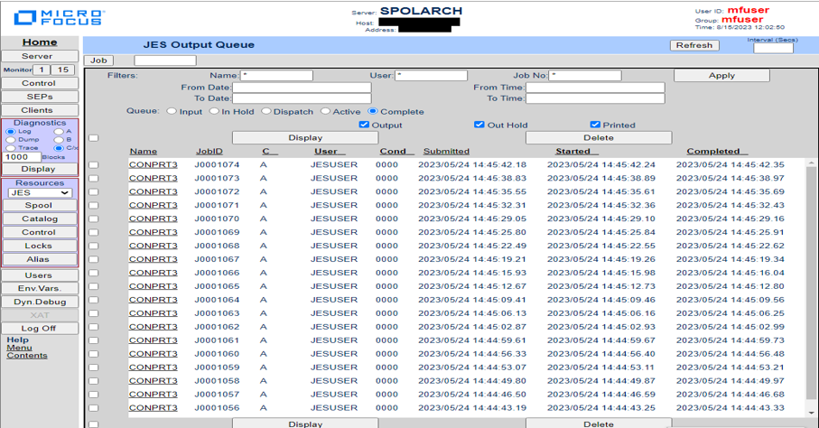 View spool archive files in ESMAC and ESCWA