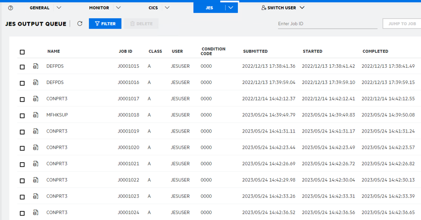 View spool archive files in ESMAC and ESCWA