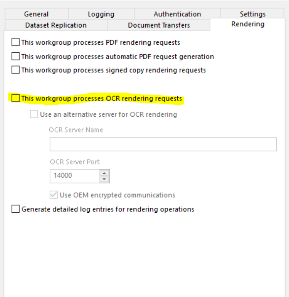 OCR Rendering event processor runs in Content Manager Workgroup Server without having the OCR ...