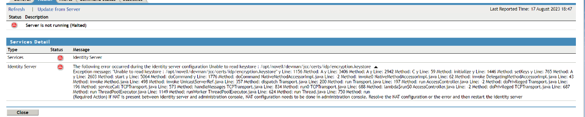 IDP is not starting after Repush of Certificates