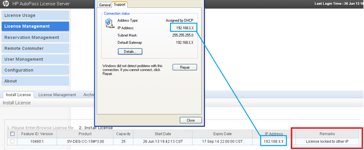 Attempting to install Concurrent License on AutoPass License Server ...