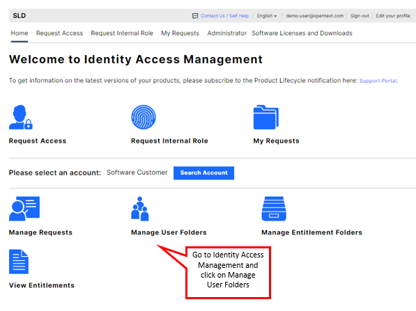 Managing Users in Software Licenses and Downloads (SLD)