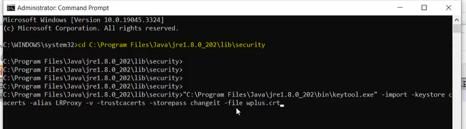 Install LoadRunner certificate into Java Key Store