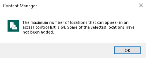 Add more than 64 locations to an access control list in Content Manager ...