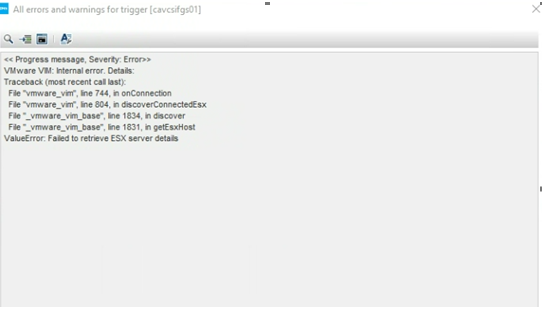 [uCMDB] Failed to retrieve the ESX details