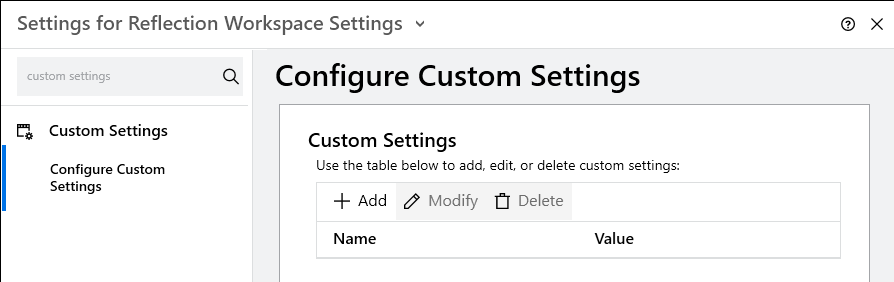 How to access Custom Settings in Reflection Desktop 18.0 and higher
