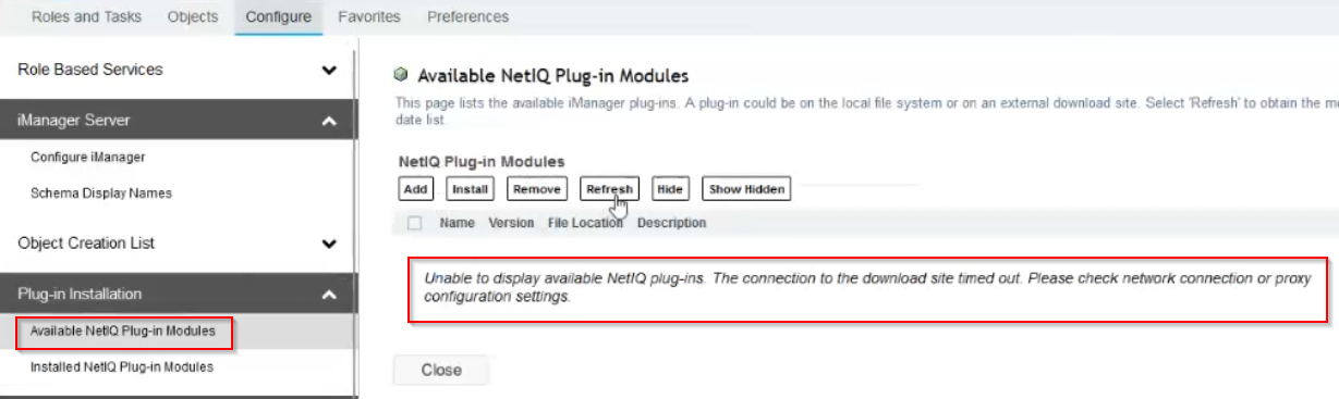 NetIQ Certificate Server Module not available on iManager