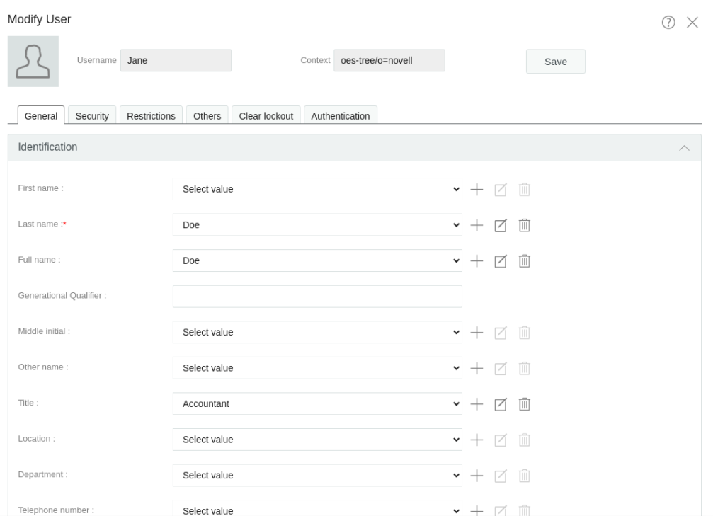 Identity Console User Management shows Select value instead of value ...