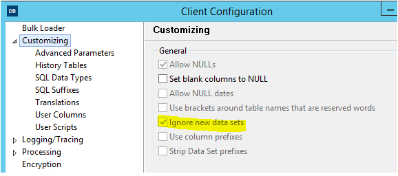 Adding a dataset to an existing database in Databridge