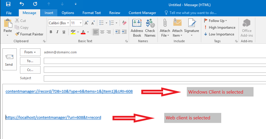 Drag and drop documents from Content Manager client into email message ...