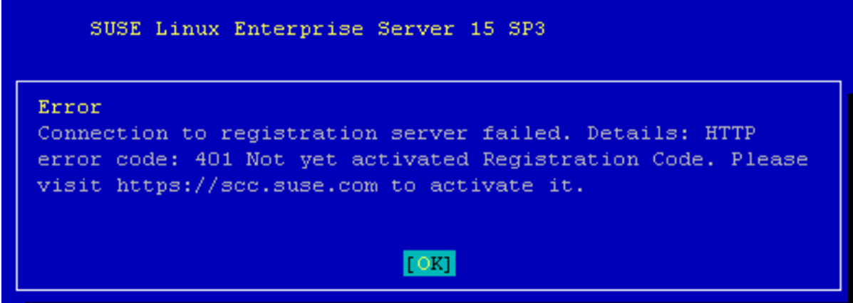Getting an error HTTP error code: 401 when registering a SLES license