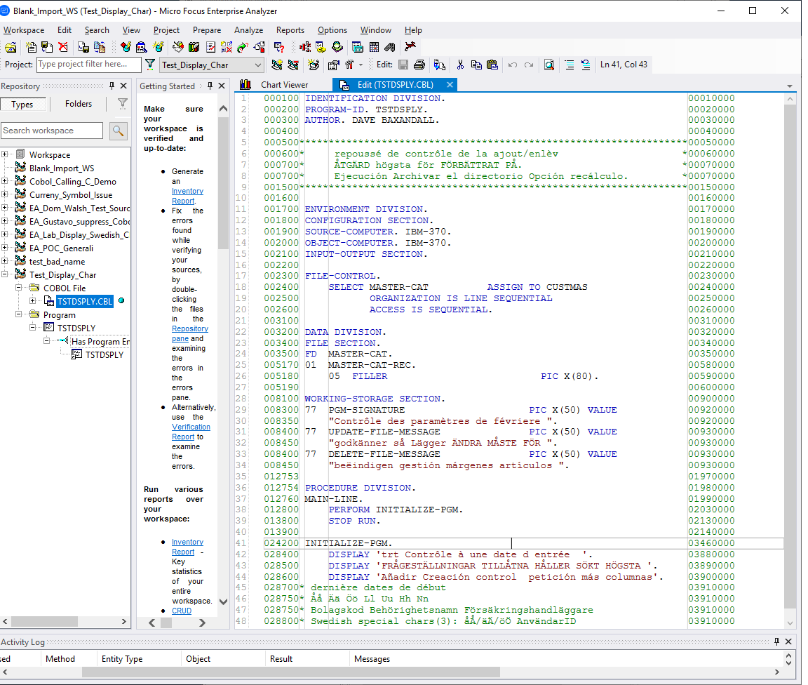 Extended ASCII characters not displaying correctly in Enterprise Analyzer.