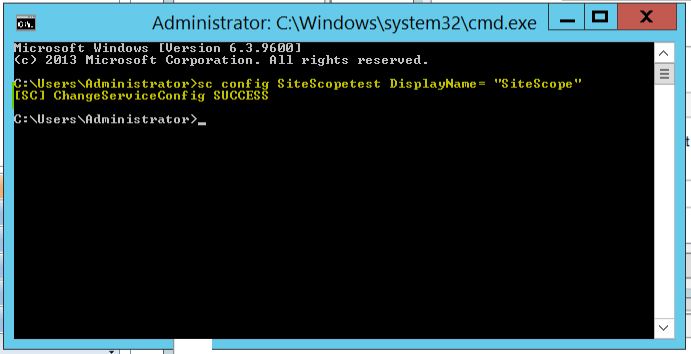 How to change SiteScope service display name after installation