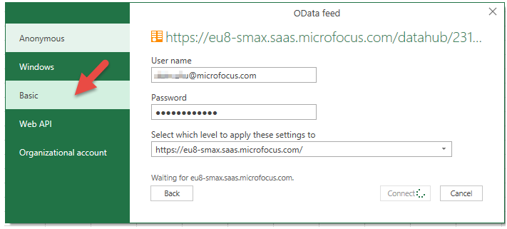 How to export data from SMAX 2022.11 to Microsoft Excel with OData feed