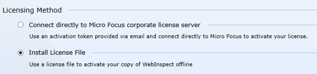 WebInspect offline license activation